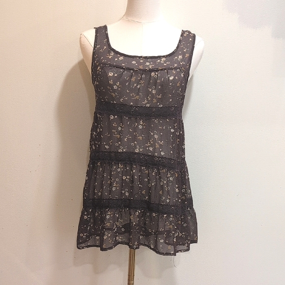 Target | Tops | Floral Maroon Lace Sheer Babydoll Tunic Top | Poshmark